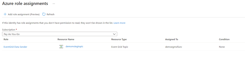 Send Events To Event Grid Topic From Blob Triggered Azure Function Using Managed Service Identity